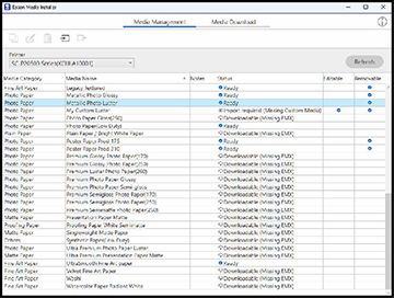 Creating Custom Media Settings Using Epson Media Installer